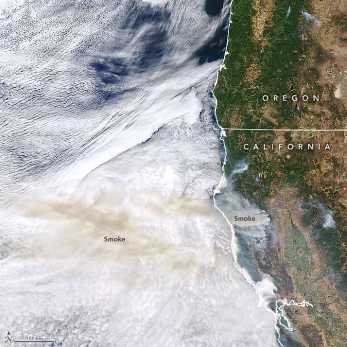 Smoke from the California Fires Over the Pacific Ocean - Geography Realm