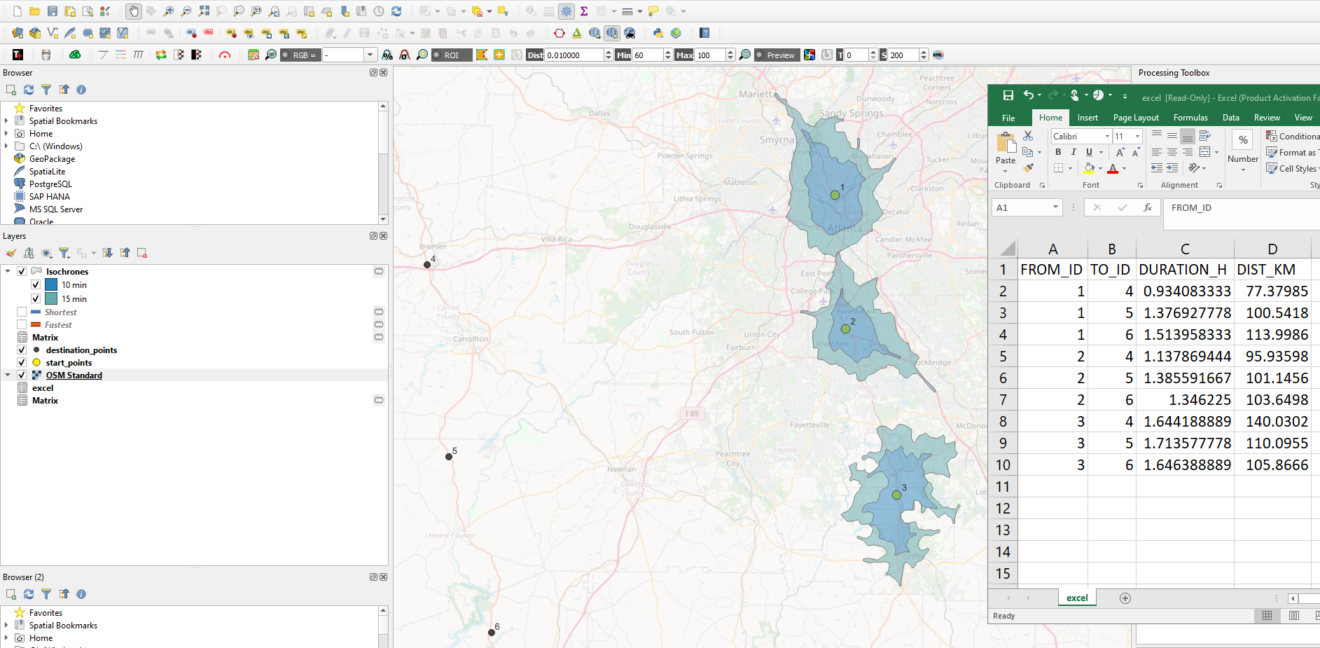 Using QGIS to Create Isochrone Maps and Identify Shortest, Fastest ...